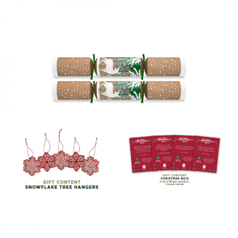 12" Stag Kraft Christmas Crackers – Mixed Box with Xmas Quiz & Tree Hanger